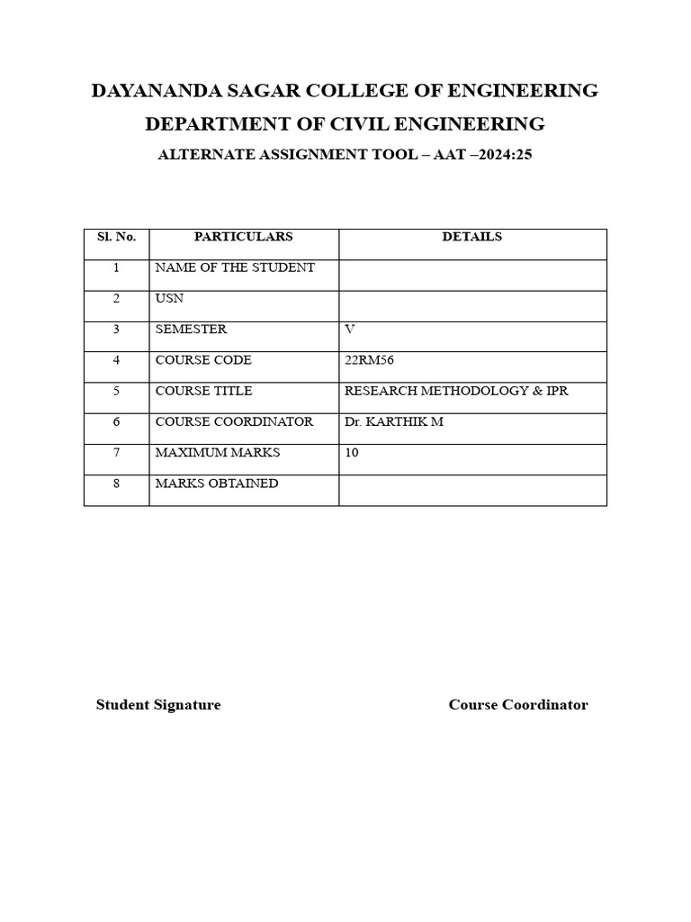 RM & IPR - AAT Front Sheet Template | PDF