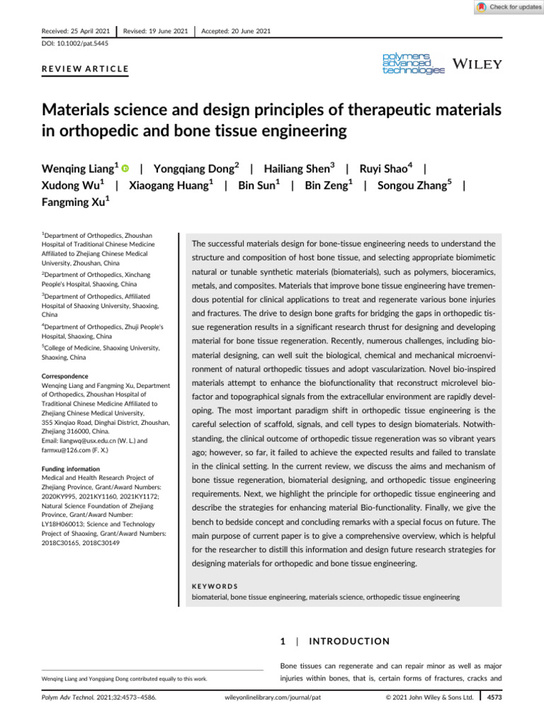 Wenqing Liang Materials Science and Design Principles | PDF | Tissue ...