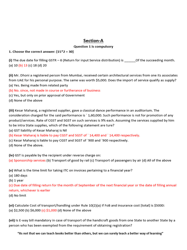 Final IDT New-2 - Answers | PDF | Taxes | Value Added Tax