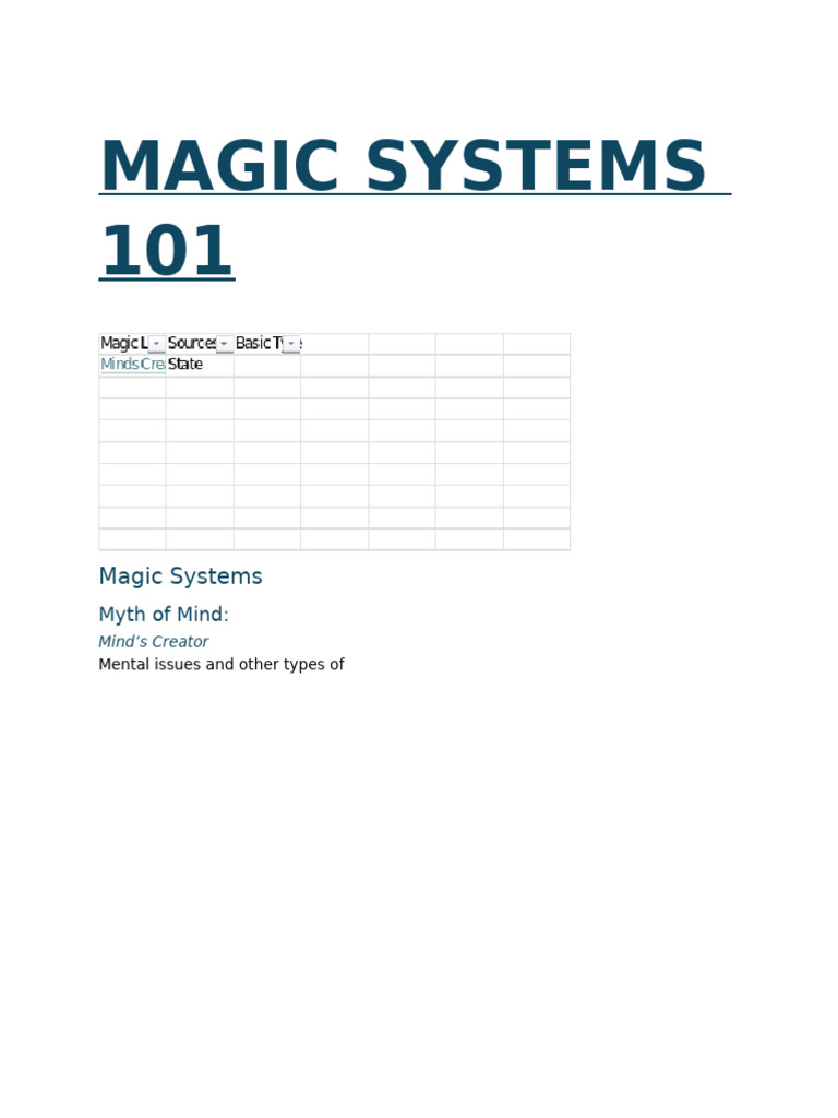 Magic Systems 101 | PDF