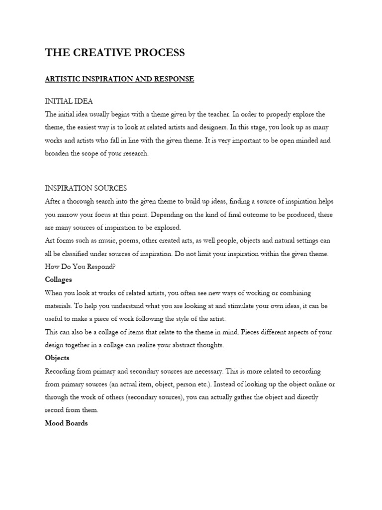 THE CREATIVE PROCESS | PDF | Drawing | Thought