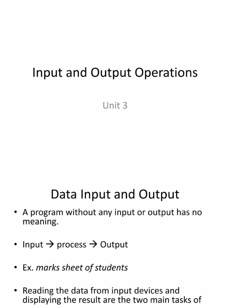 Input and Output | PDF