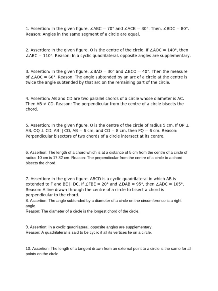 Ar type questions | PDF | Circle | Perpendicular