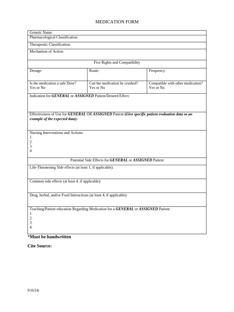 Medication Form Revised 9.16.24 | PDF