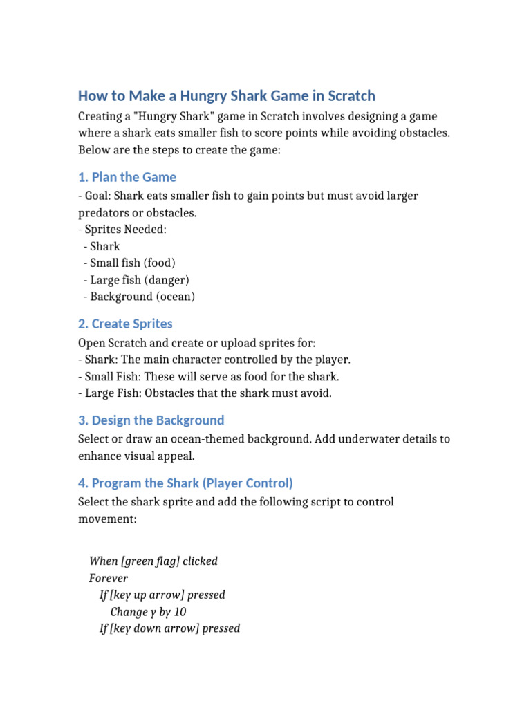 Hungry Shark Game Scratch | PDF