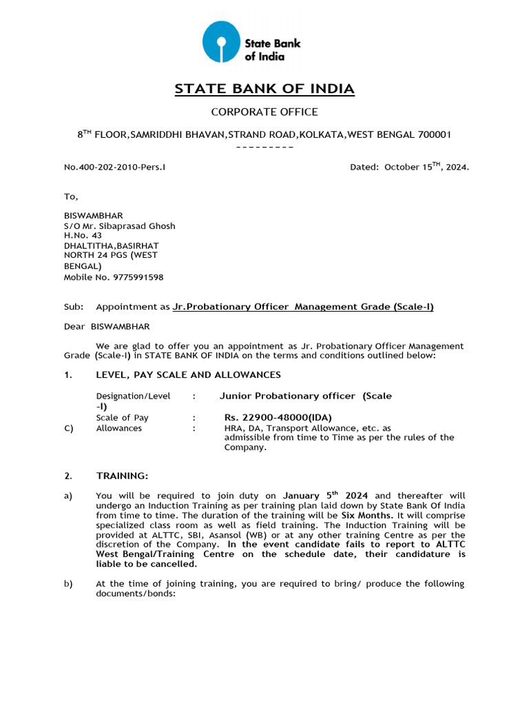 Appointment as Jr. Probationary Officer | PDF | Government | Common Law