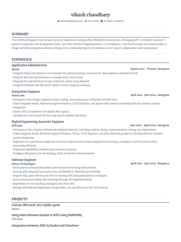 Vikash Chaudhary Resume Mulesoft | PDF | Computing | Software Engineering