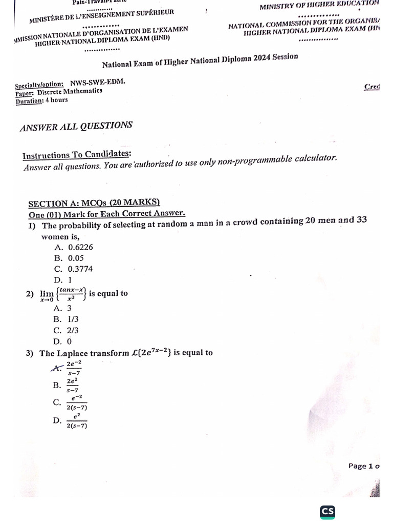 HND Maths 2024 | PDF