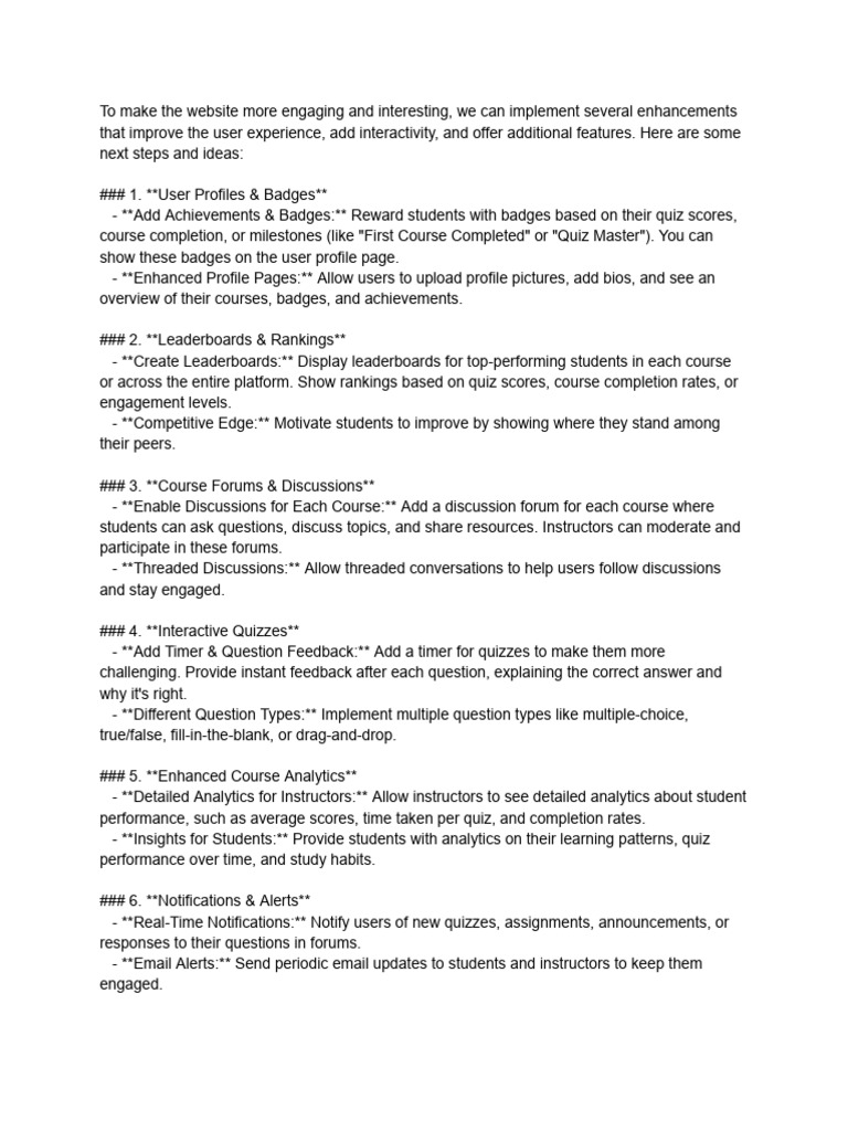 Project New Features Idea | PDF | Internet Forum | Computing