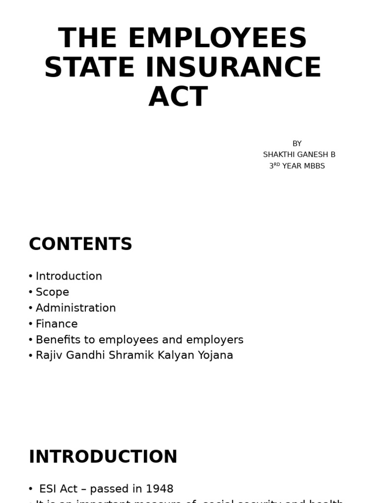 The Employees State Insurance Act-1 | PDF | Social Programs