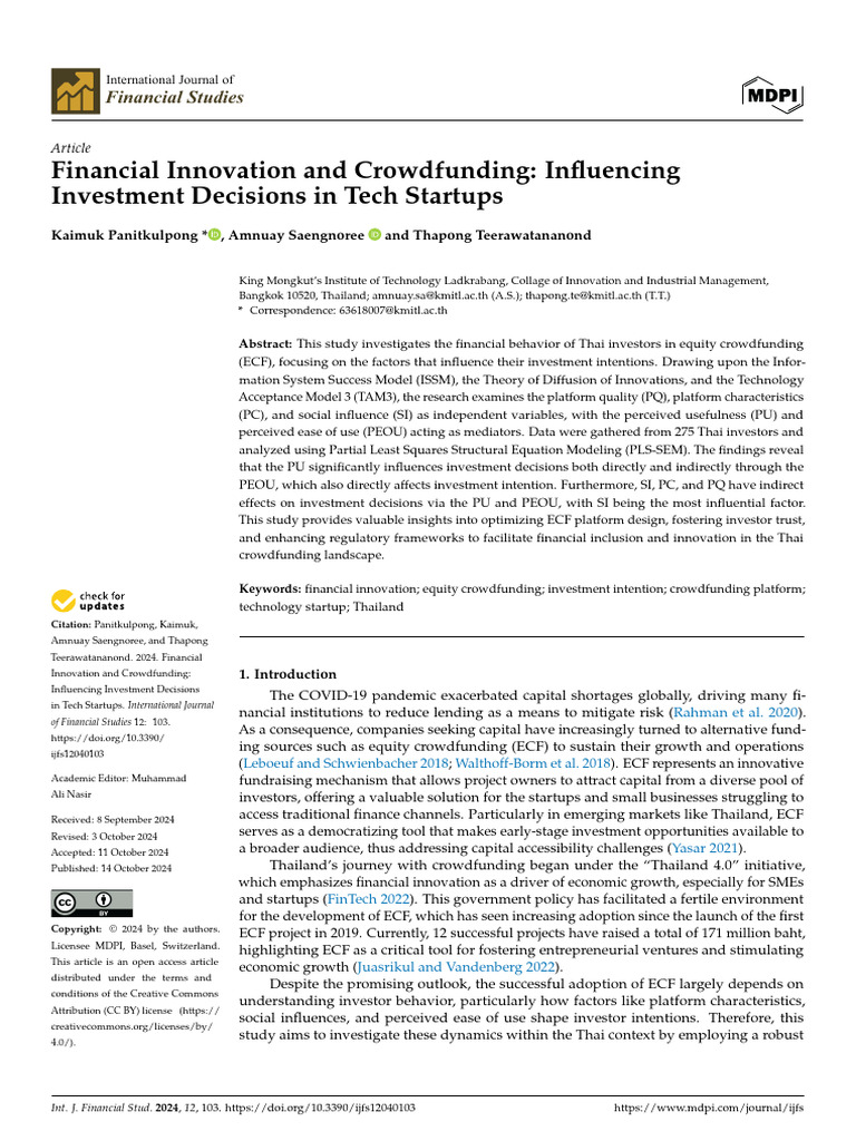 Financial Innovation and Crowdfunding Influencing | PDF | Startup ...