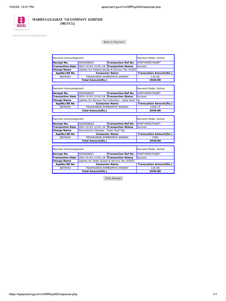 Meter Estimate Payment Receipt | PDF | Receipt | Economies