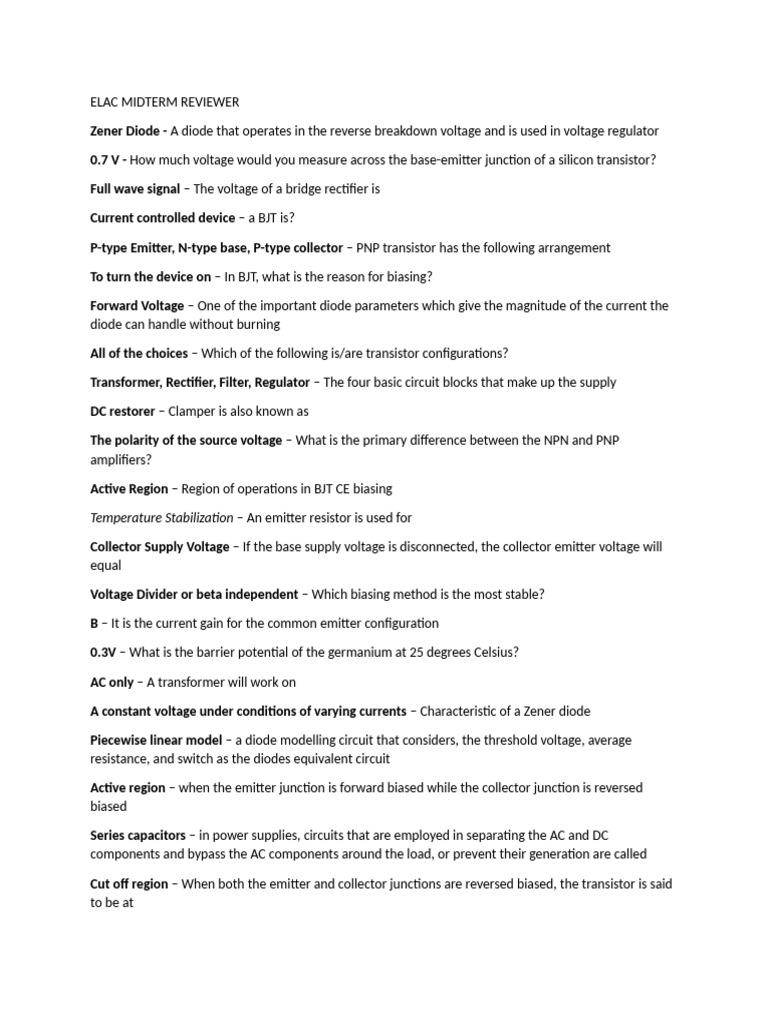 Electronics Questions and Answers | PDF | Bipolar Junction Transistor ...