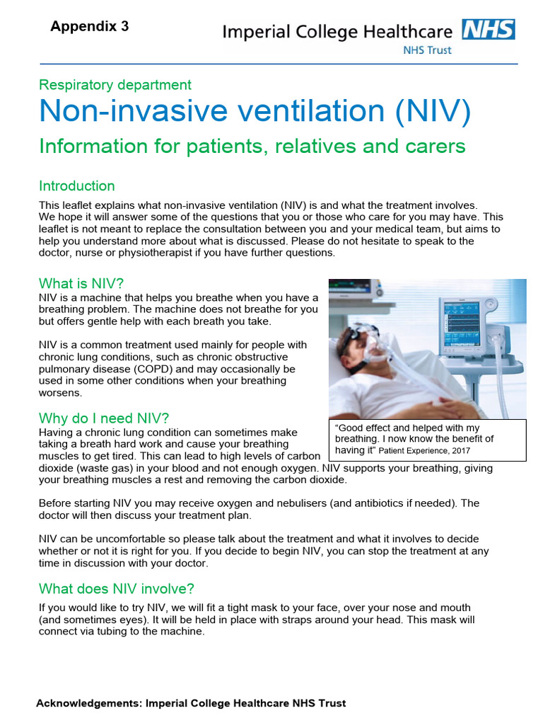 Appendix 3 - Example Patient Information Leaflet (ICHT) | PDF ...
