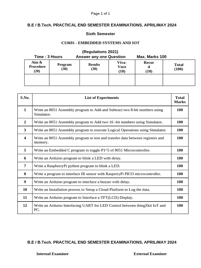 Embedded Question Set Final Pdf Arduino Embedded System