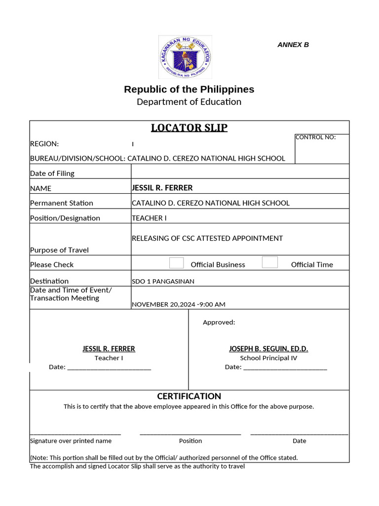 Locator Slip | PDF