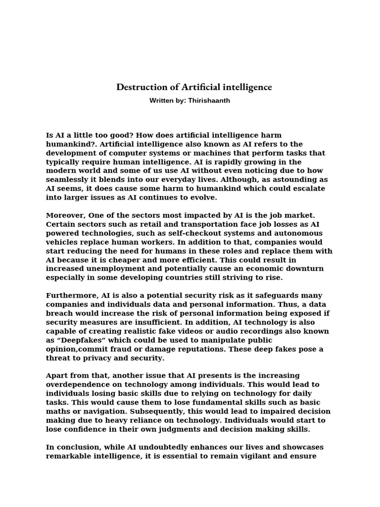 Destruction of Artificial Intelligence | PDF