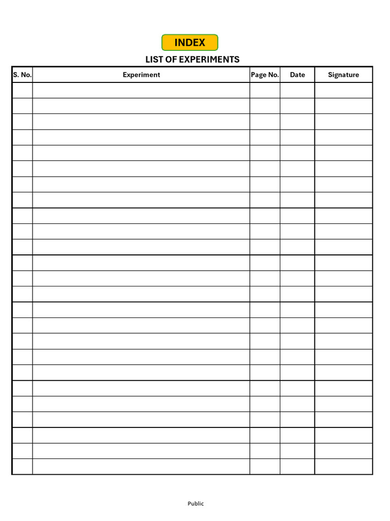 Experiment Index | PDF