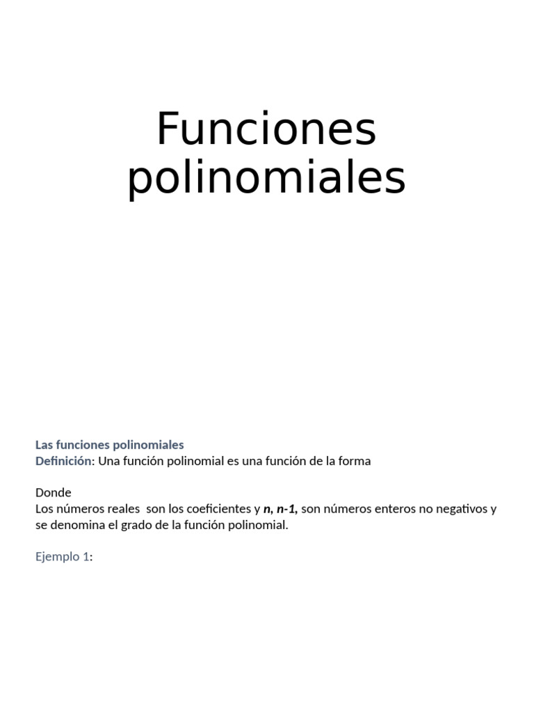 Funciones Polinomiales: Definición y Aplicaciones | PDF | Aritmética | Álgebra abstracta