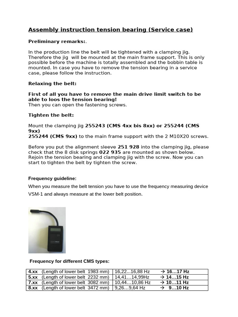 Tension Bearing Assembly Instructions | PDF