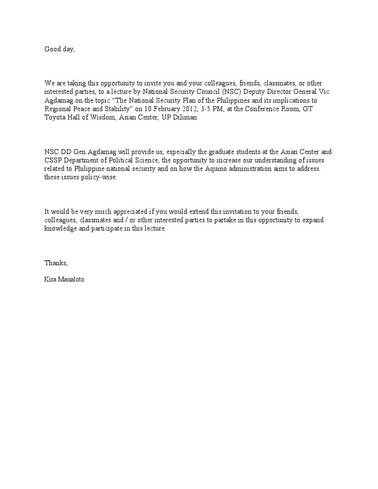 Invitation | PDF | International Relations | Government