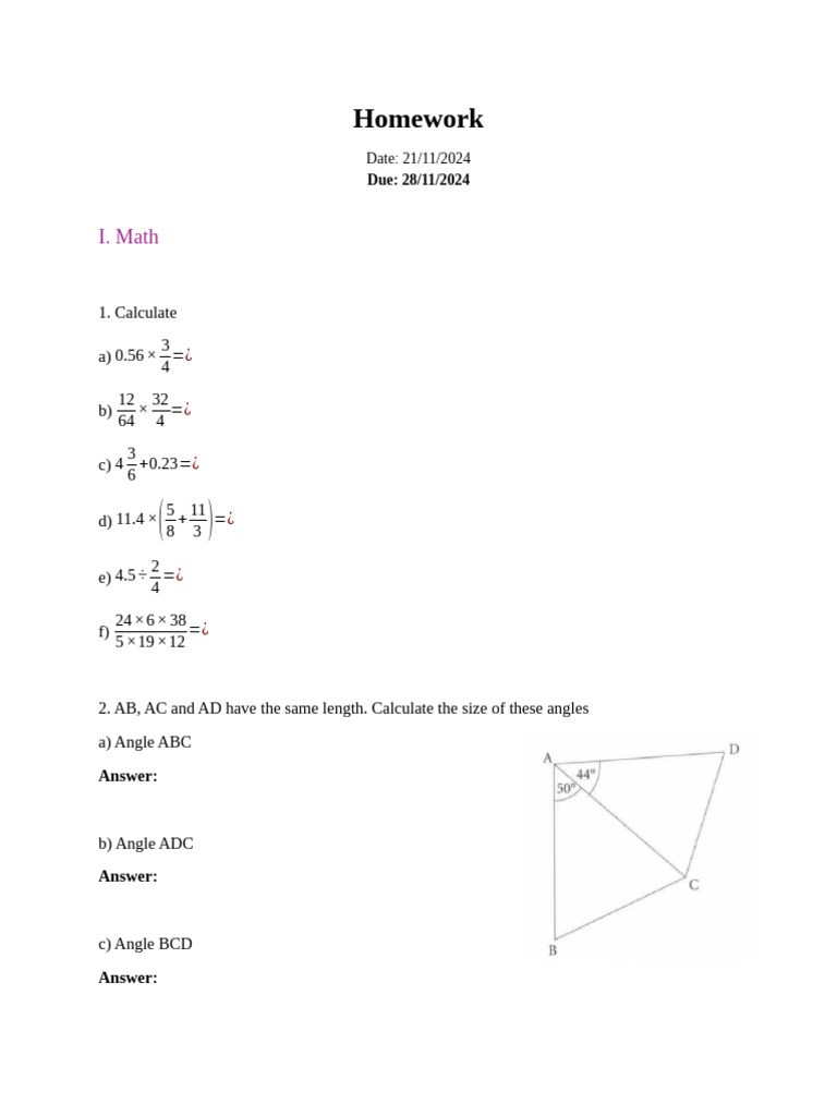 Math Angle Practice | PDF