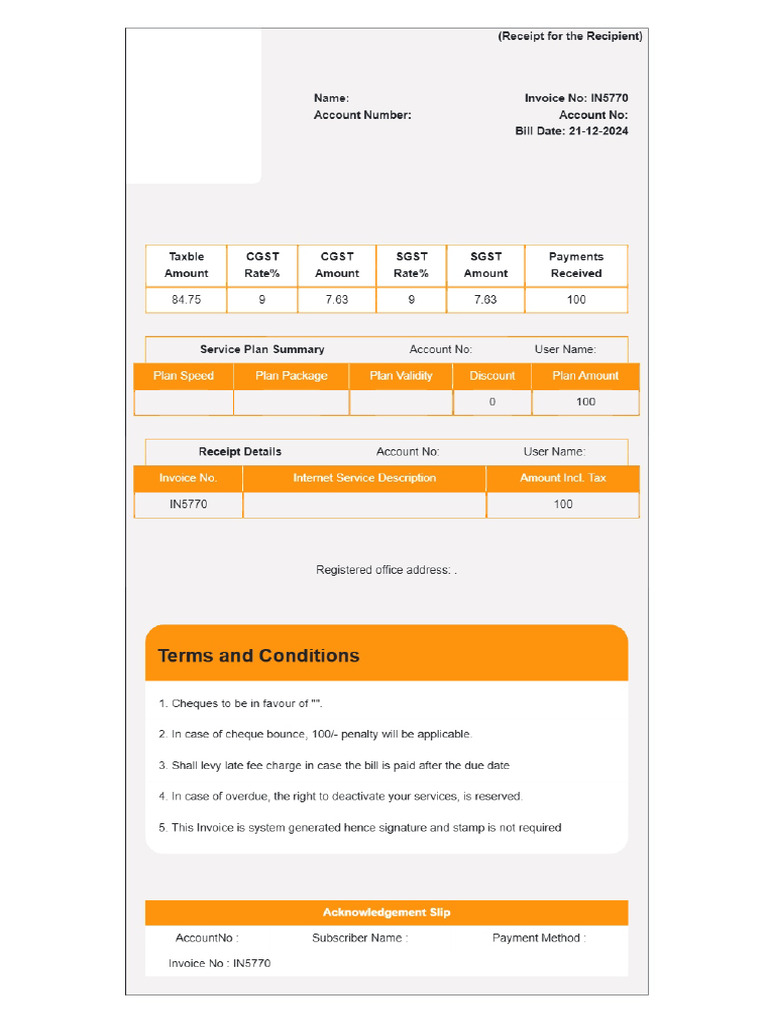 Internet Invoice (Freeforonline - Com) | PDF