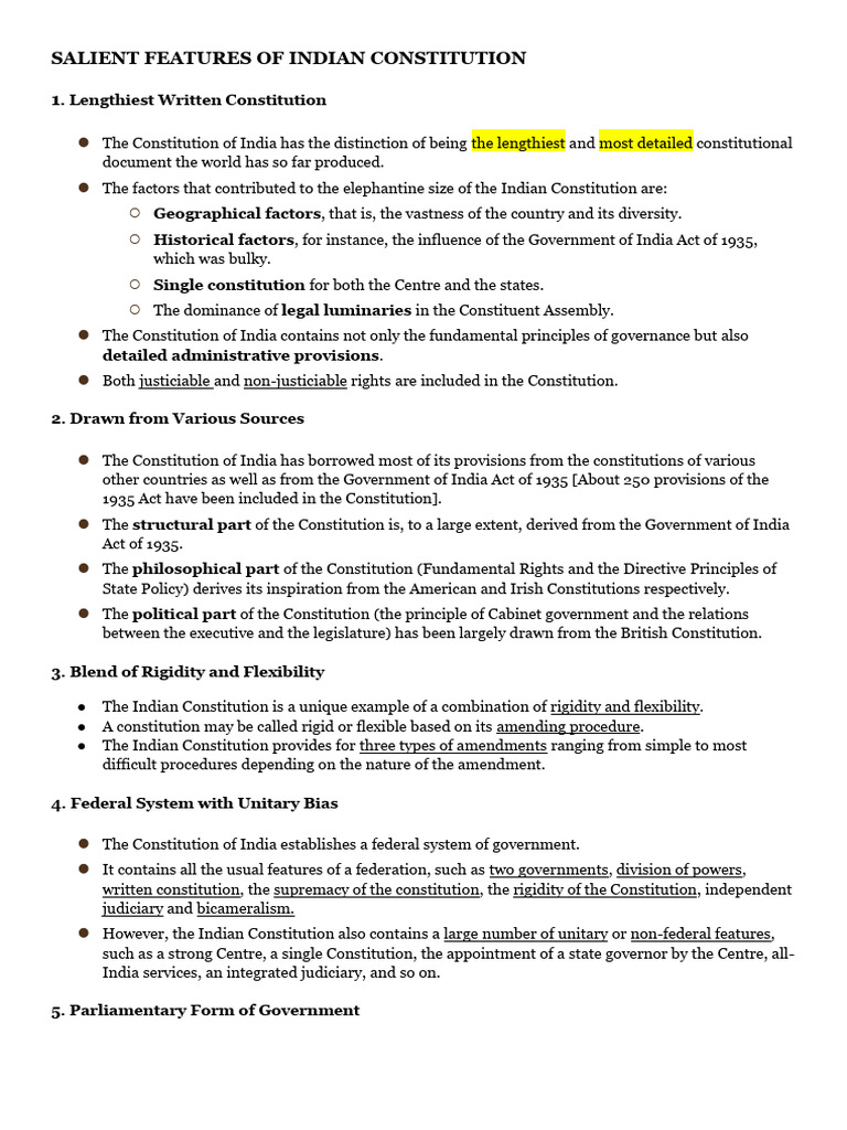 Features of Consti | PDF | Constitution | Citizenship