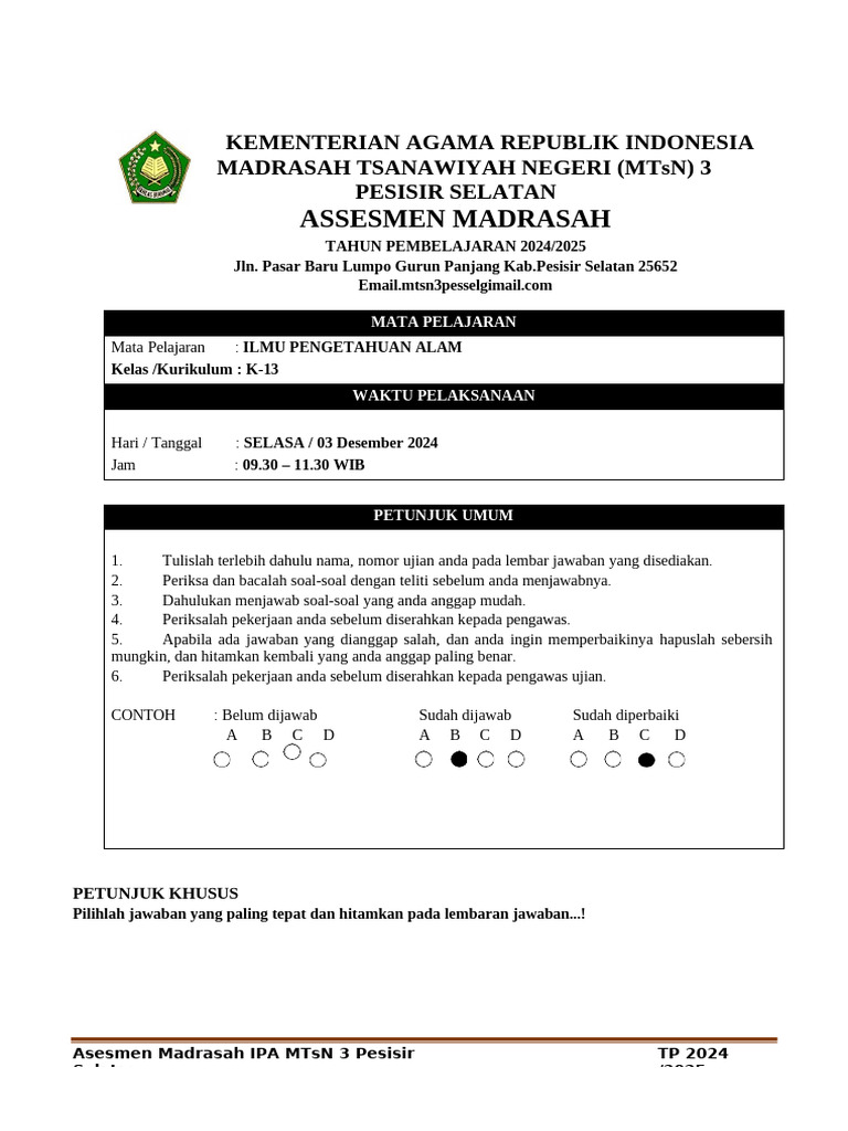 Soal Ipa Pas I TP 2024,2025 | PDF