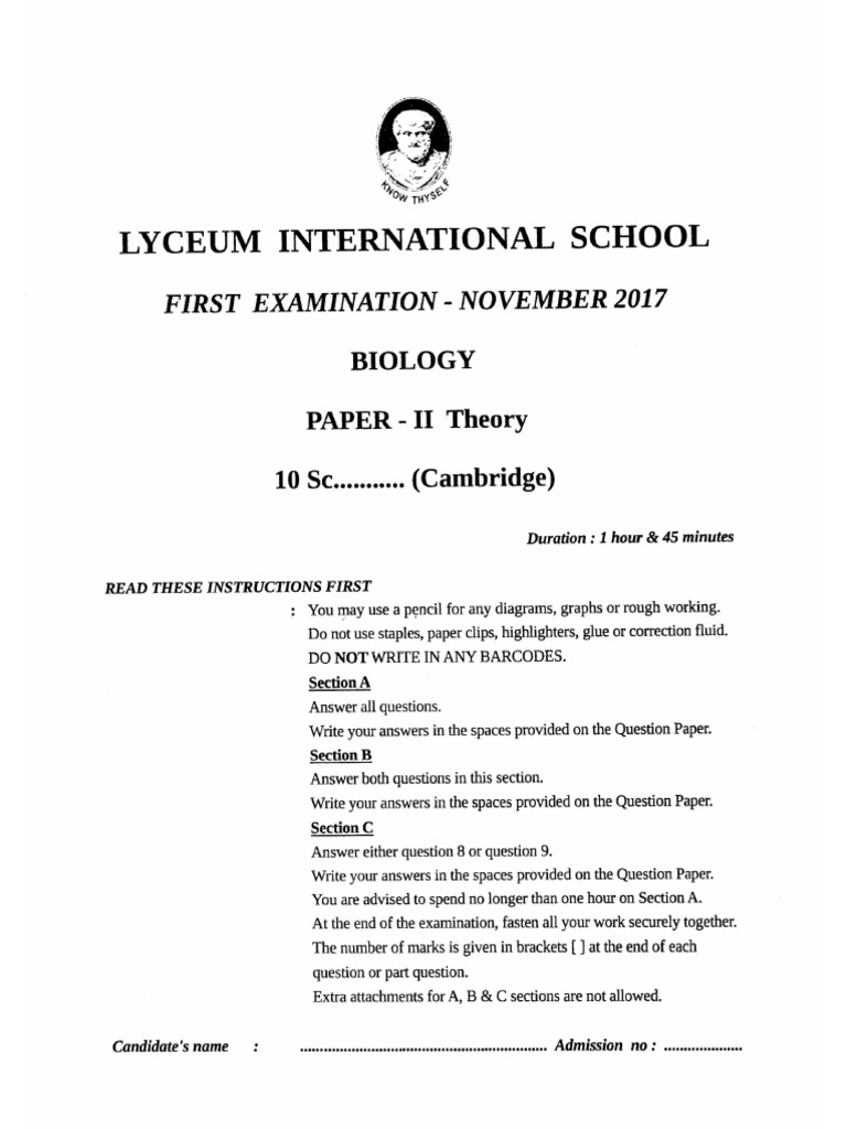 g10 Bio Nov 2017 p2 | PDF