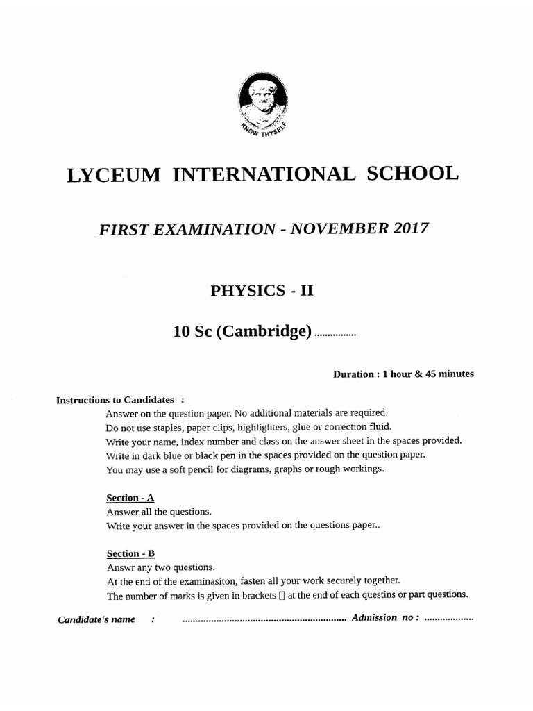 g10 Phy Nov 2017 p2 | PDF