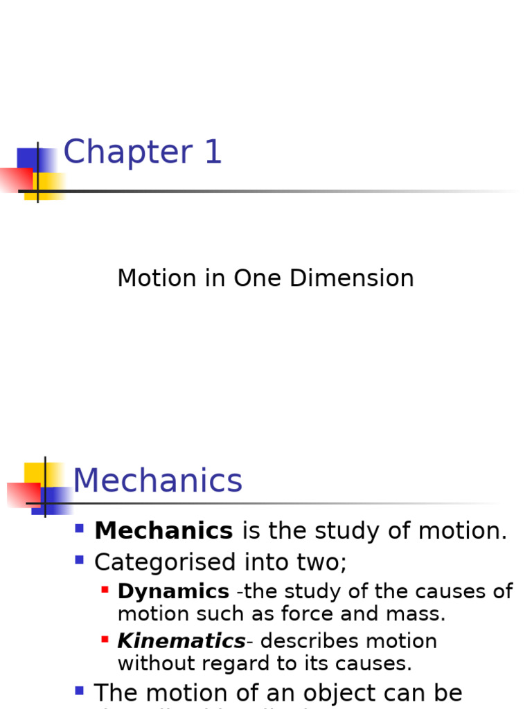 CHAPTER 1 Motion in One Dimension | PDF | Acceleration | Kinematics