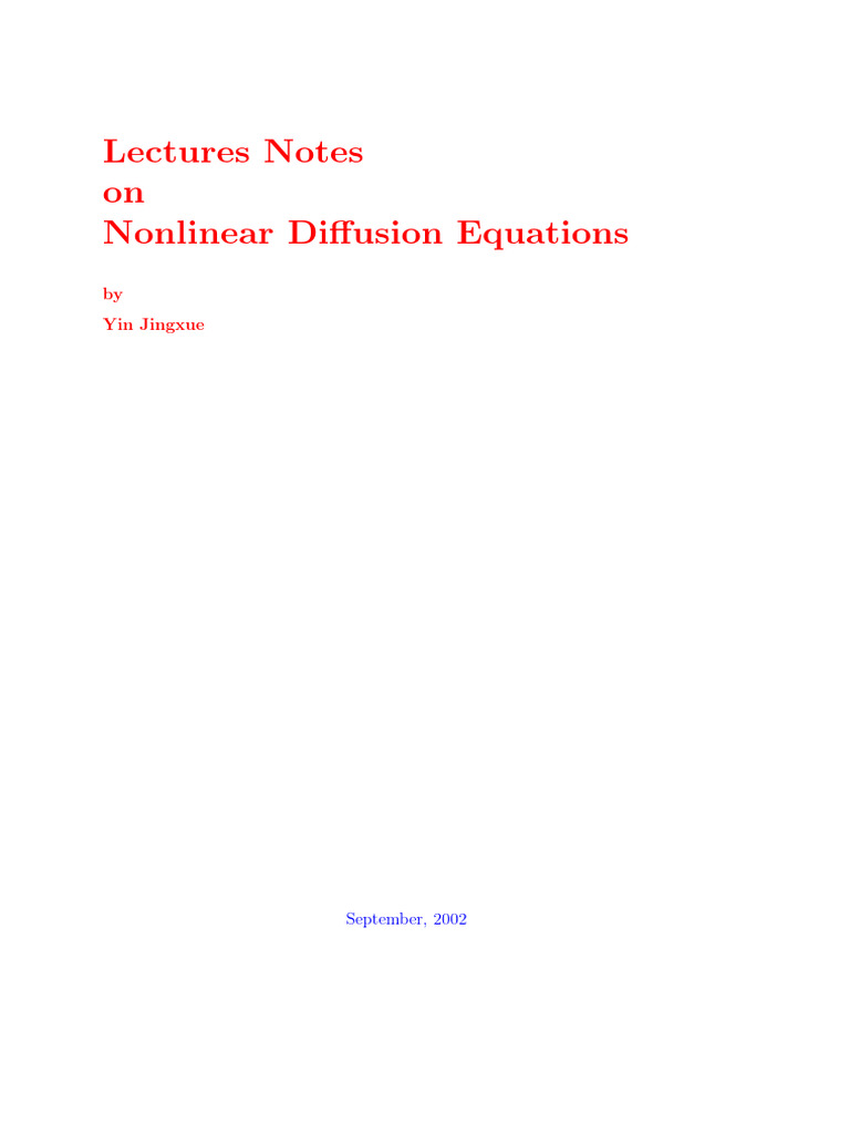 Nonlinear Diffusion Equations Overview | PDF | Heat | Diffusion
