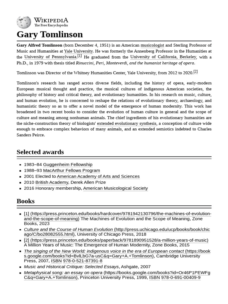 Gary_Tomlinson | PDF | Liberal Arts Education