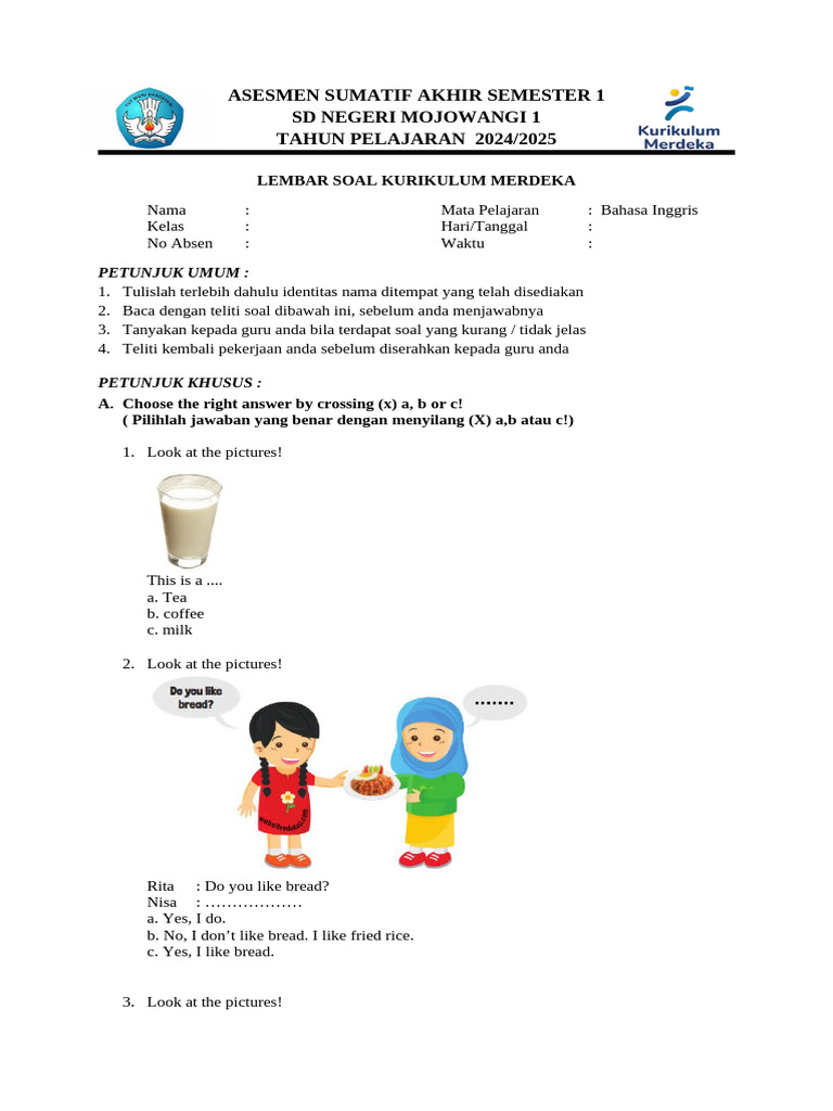 SAS B.ING KELAS 3 SMT 1 | PDF | Cuisine | Meal