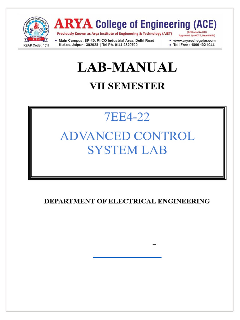 ACS Lab Manual | PDF | Control Theory | Electric Motor