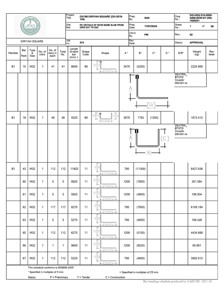 RC Base Slab Details E01-E02 | PDF