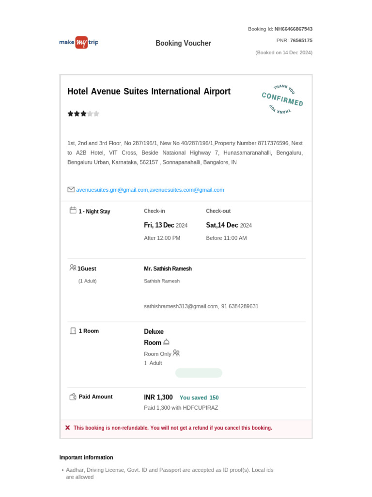 Booking Confirmation Voucher 2 | PDF