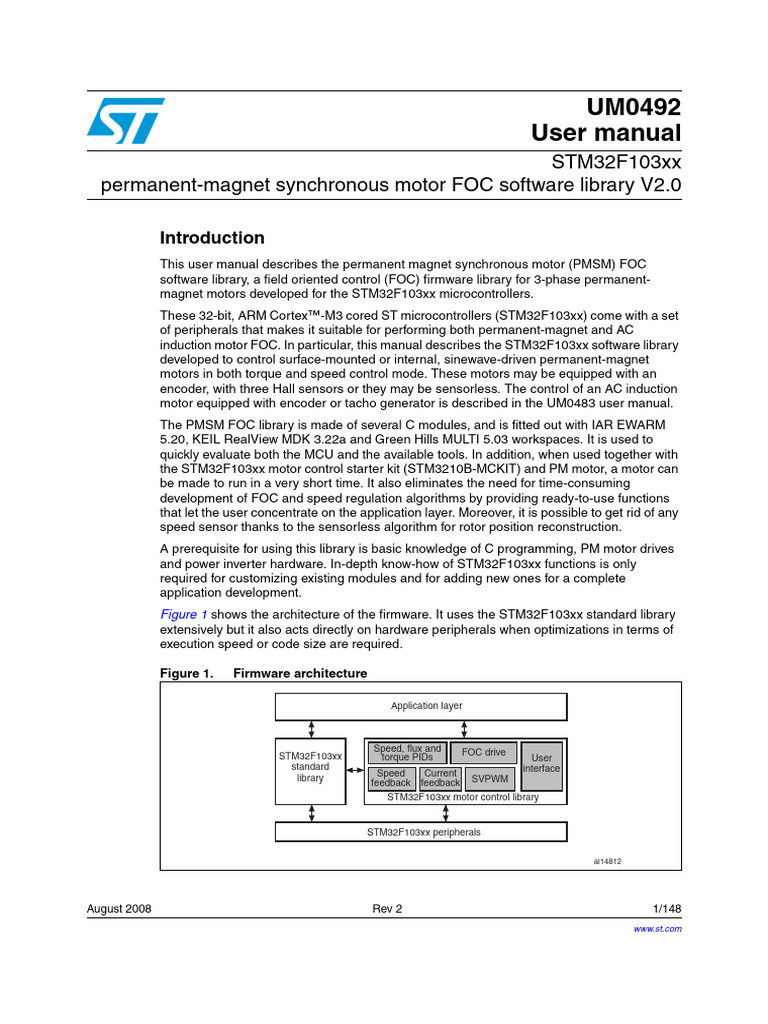 STM32F103xx PMSM FOC Software Library UM | PDF | Electric Motor ...