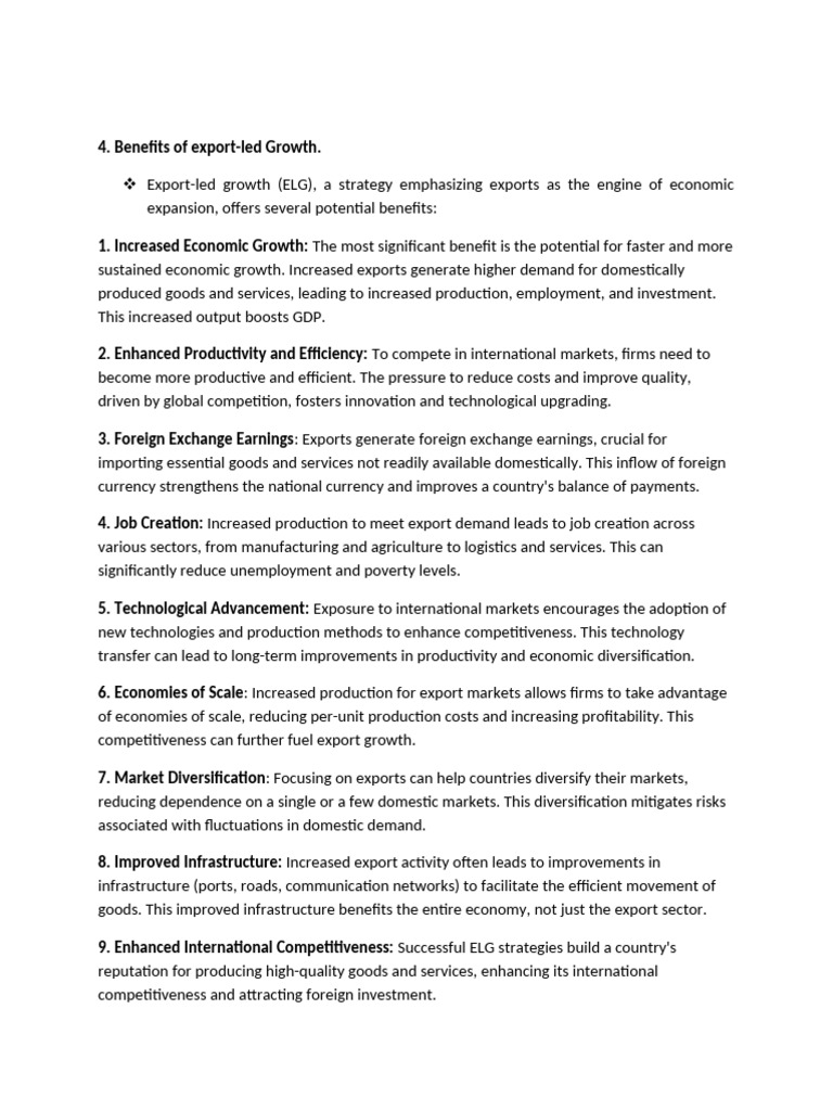 Benefits of Export Led Growth (1) | PDF | Economic Growth | Exports
