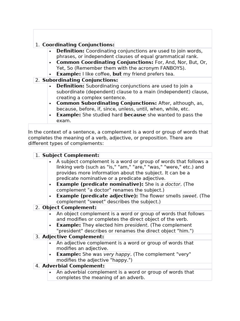 Coordinating Conjunctions | PDF | Clause | Syntax