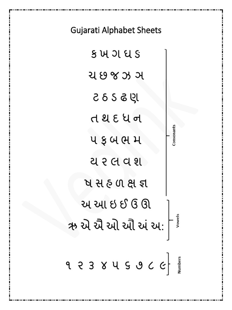 Gujarati Alphabet Pages | PDF