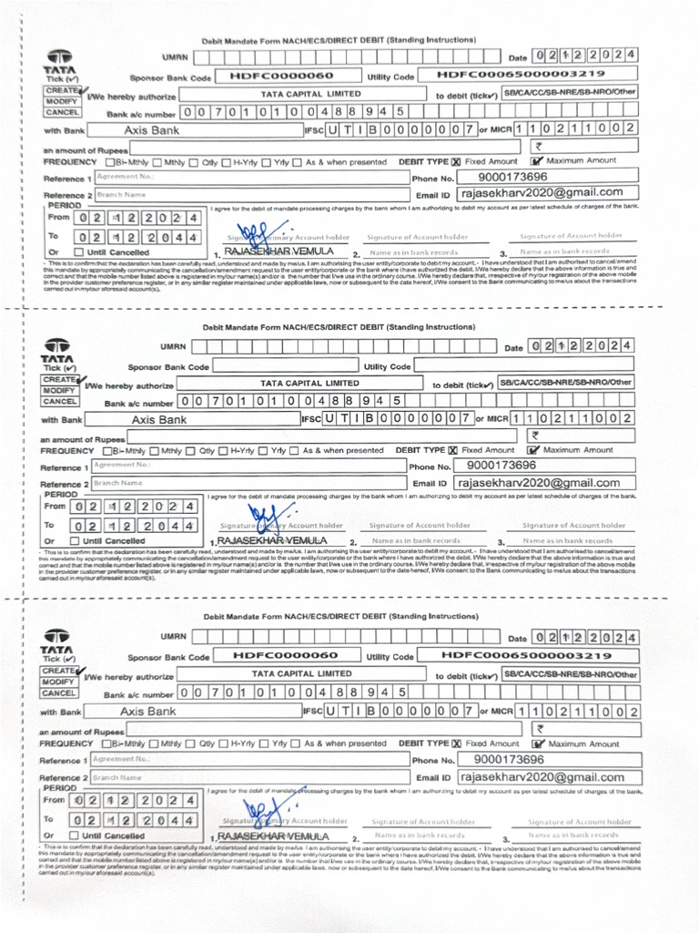 Nachecsdirect Debit (Standing Instructions) | PDF