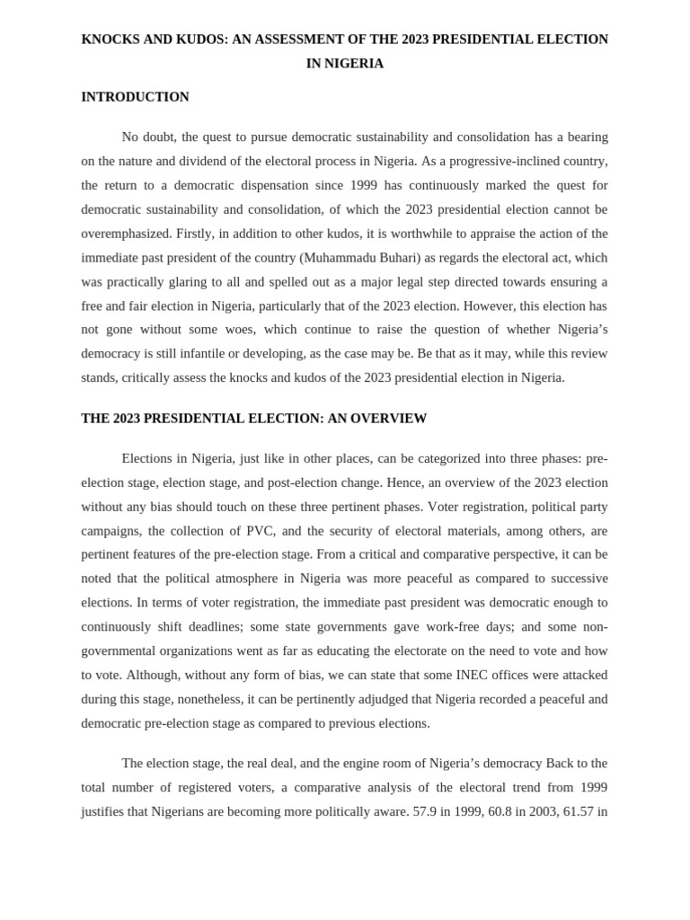 KNOCKS AND KUDOS of 2023 Presidential Election | PDF | Elections | Voting