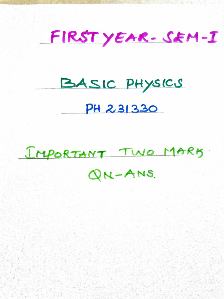 PHYSICS Two Mark QN Ans | PDF