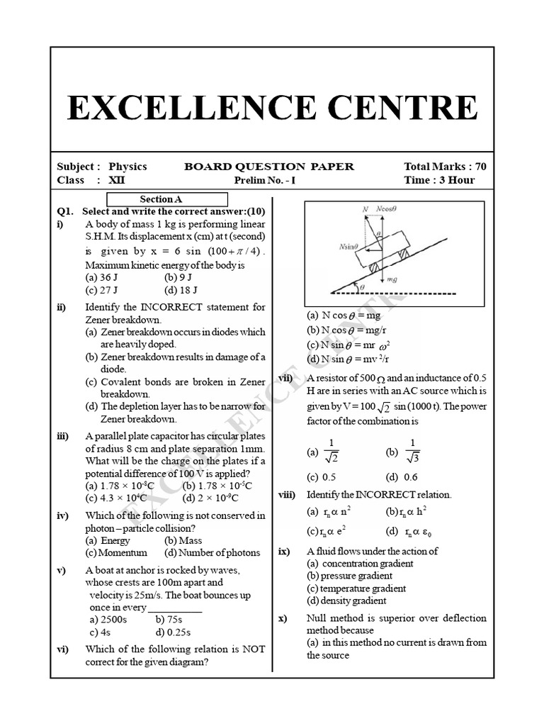 12th MH Bo Prelim Physics Q.p-1 | PDF | Electron | Diffraction