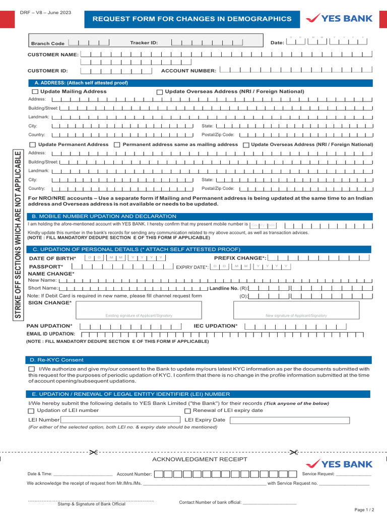 Demographic Change Request Form | PDF | Signature | Access Control