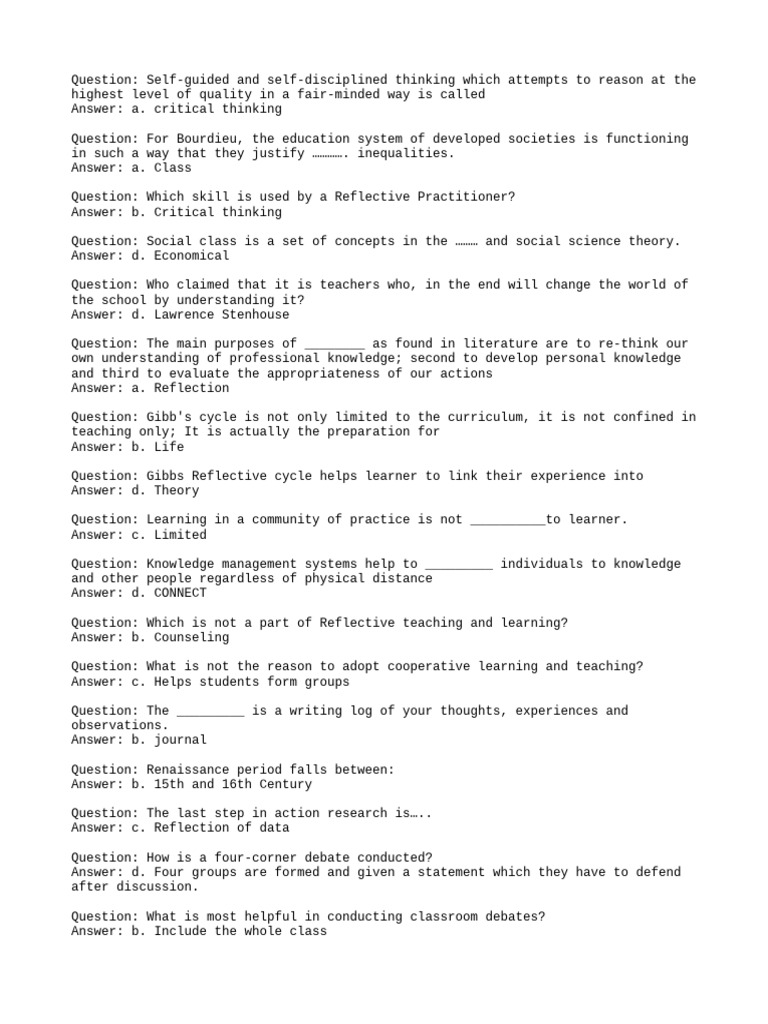 MCQs_with_answers | PDF | Critical Thinking | Learning