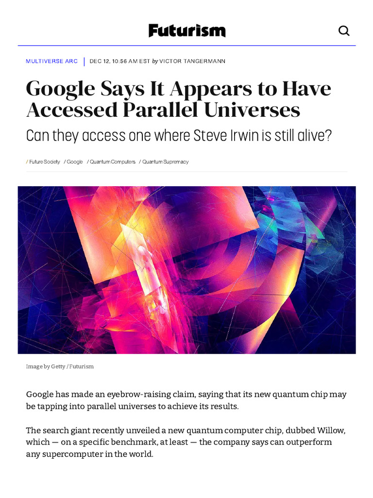Google Says It Appears To Have Accessed Parallel Universes | PDF | Quantum Computing | Multiverse