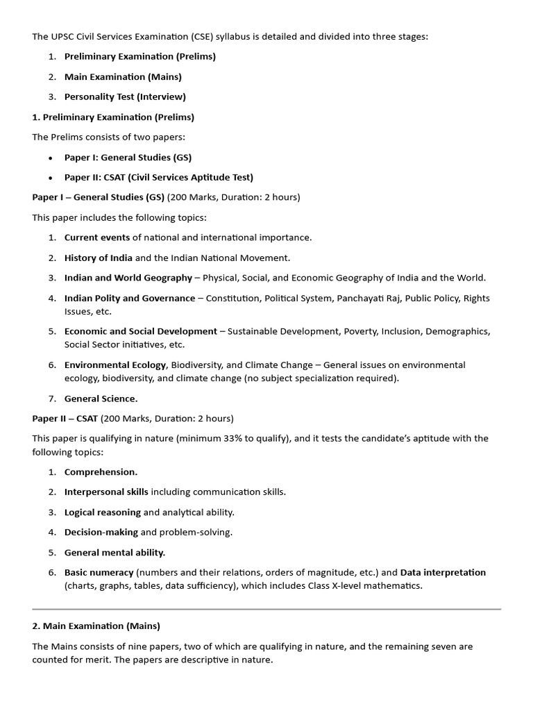 UPSC Syllabus | PDF